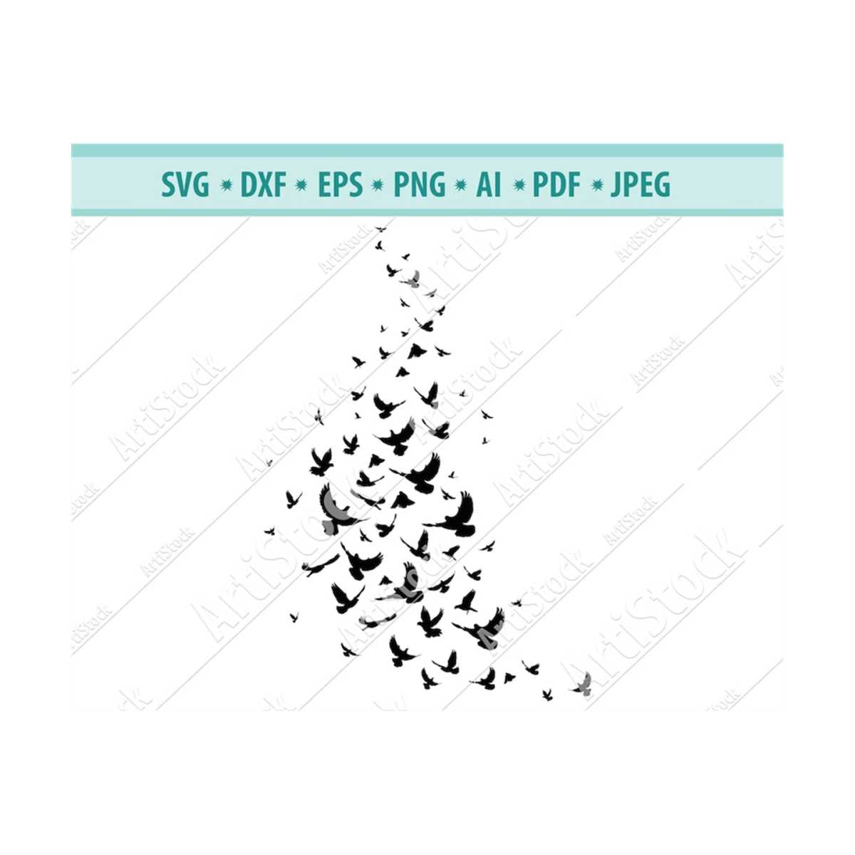 Flock of Birds SVG Vector, Silhouette of birds SVG, flying b | Inspire ...