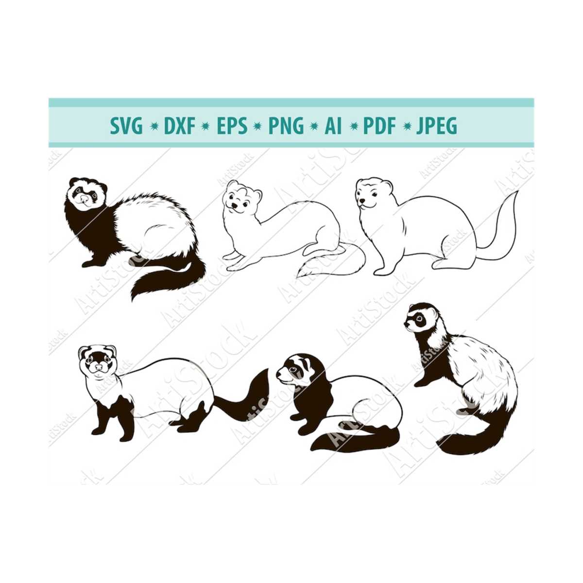Ferret Svg Bundle, Pet polecat Svg, Rodent Svg, Cute fluffy | Inspire ...