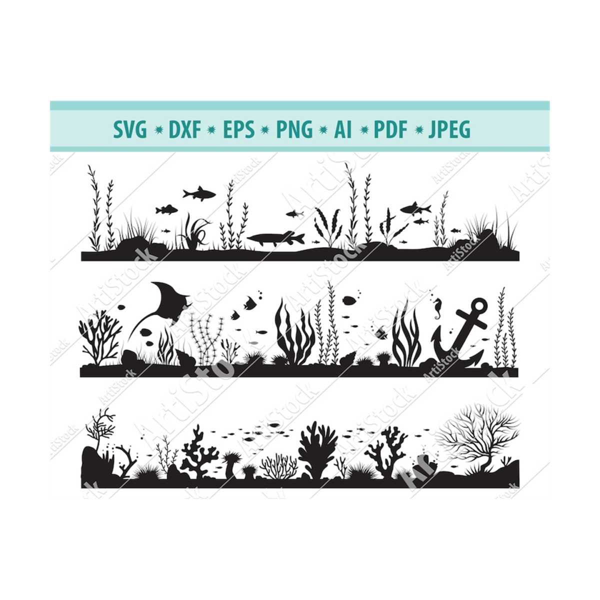 Sea scene Svg, Undersea with fish Svg, Corals reef Svg, Seaw - Inspire ...