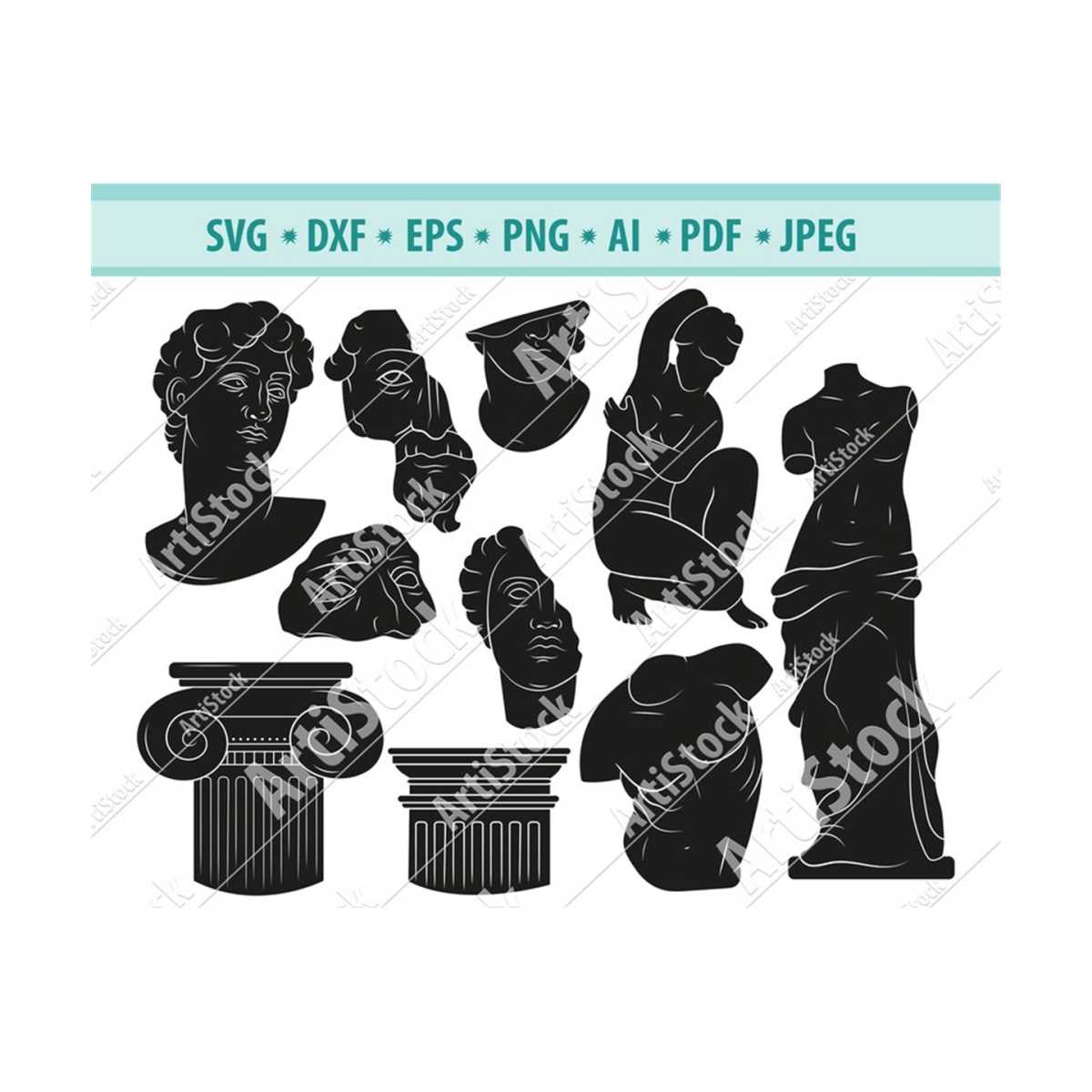 Greek Statue Svg, Antique Architecture Svg, Antique Statue S | Inspire ...