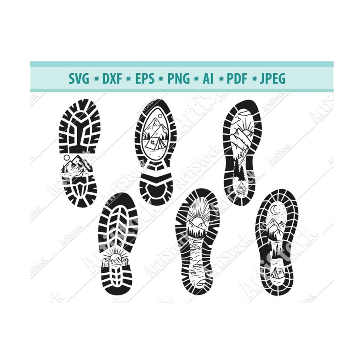 Shoeprints Svg, Footprint with landscape Svg, Shoe Bottom an | Inspire ...