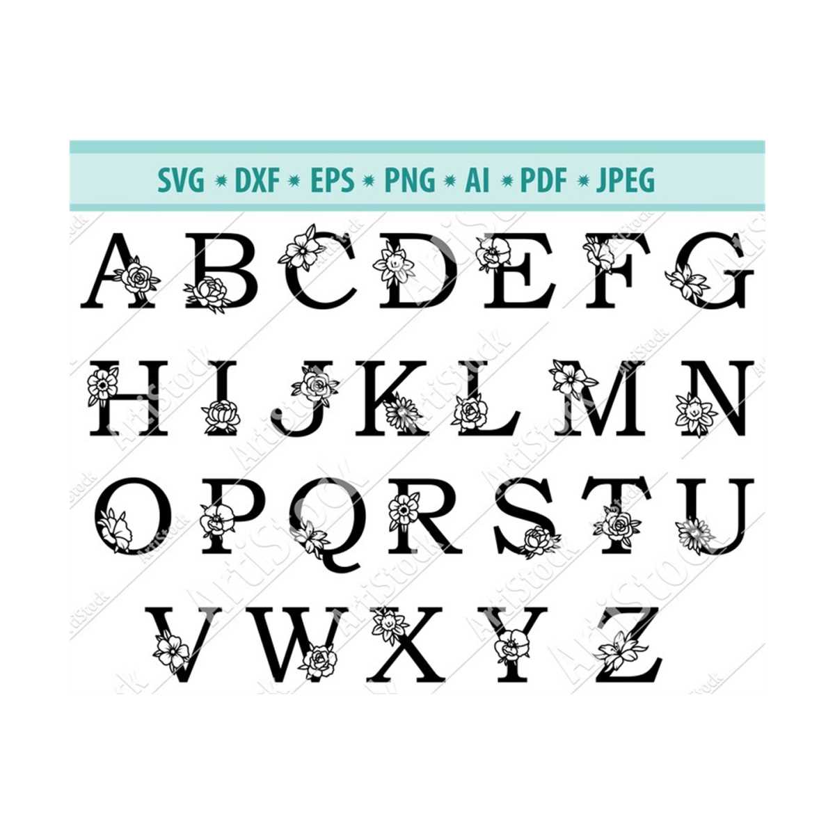Floral Alphabet SVG, Herbal alphabet svg, Botanical alphabet | Inspire ...