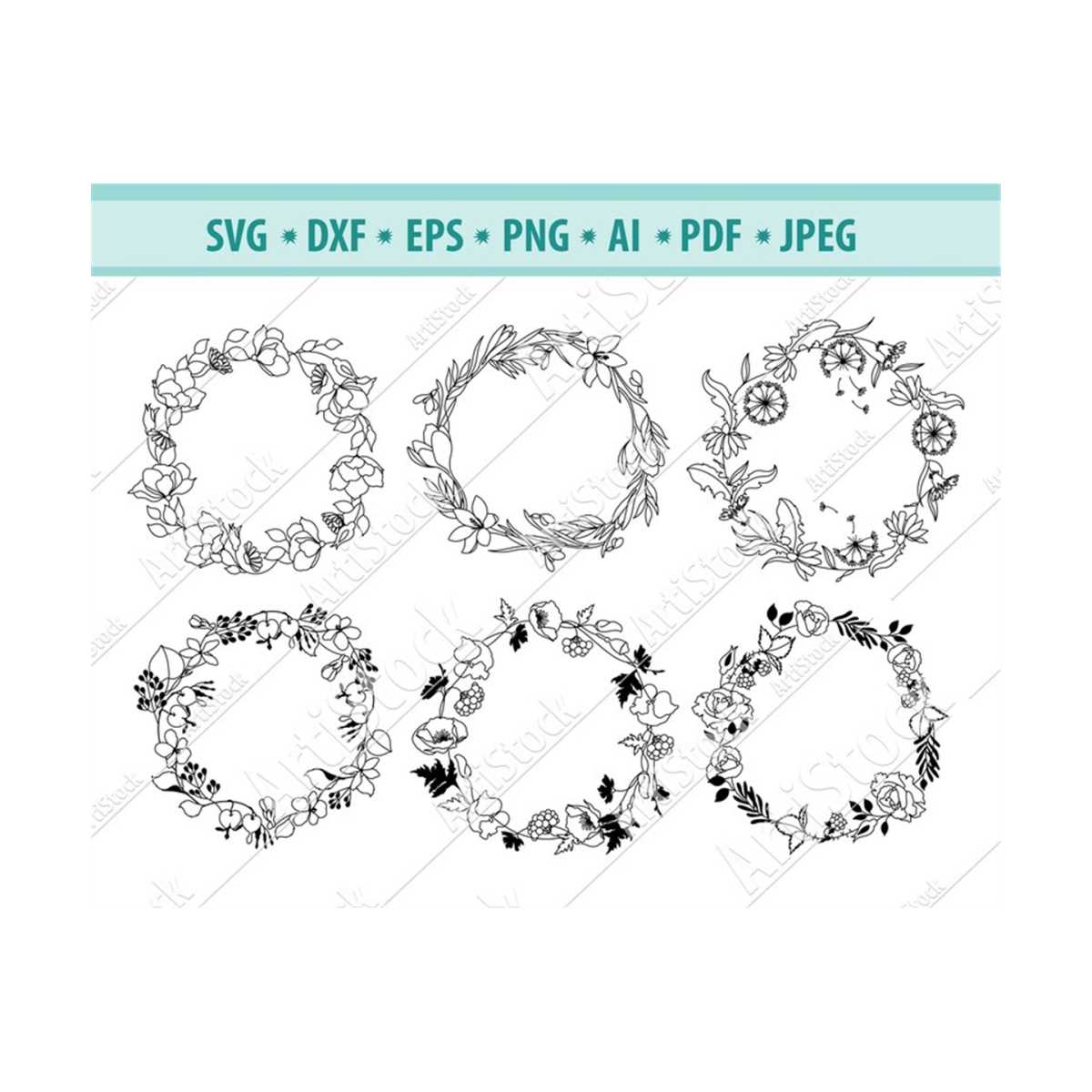 Flower Frame SVG, Wreath SVG file, Flower Wreath svg, Offset | Inspire ...