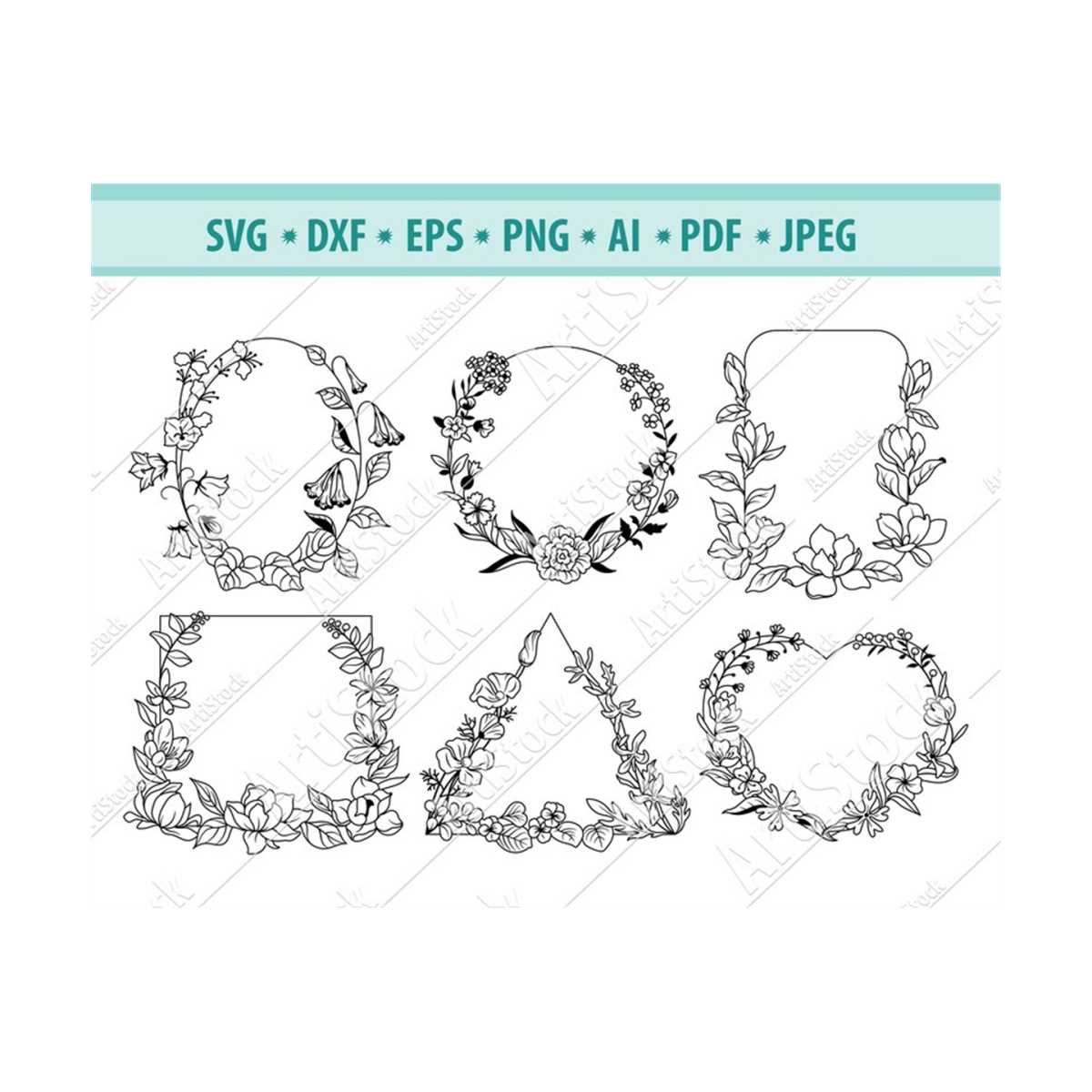 Flower Frame SVG file, Flower Border SVG, Floral Frame Svg, - Inspire ...