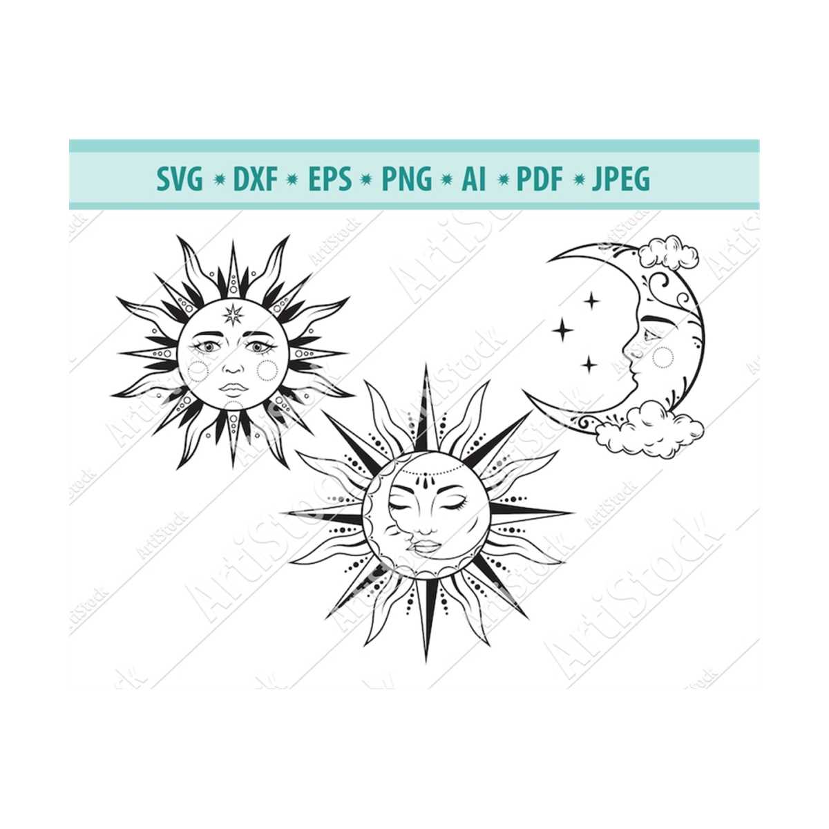 Mystical svg, Sun Face svg, Mystical Moon svg, Boho Sun svg, | Inspire ...