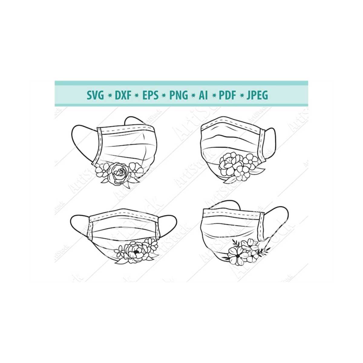Face masks Svg, Floral face mask Svg, Safety Svg file, Mask | Inspire ...