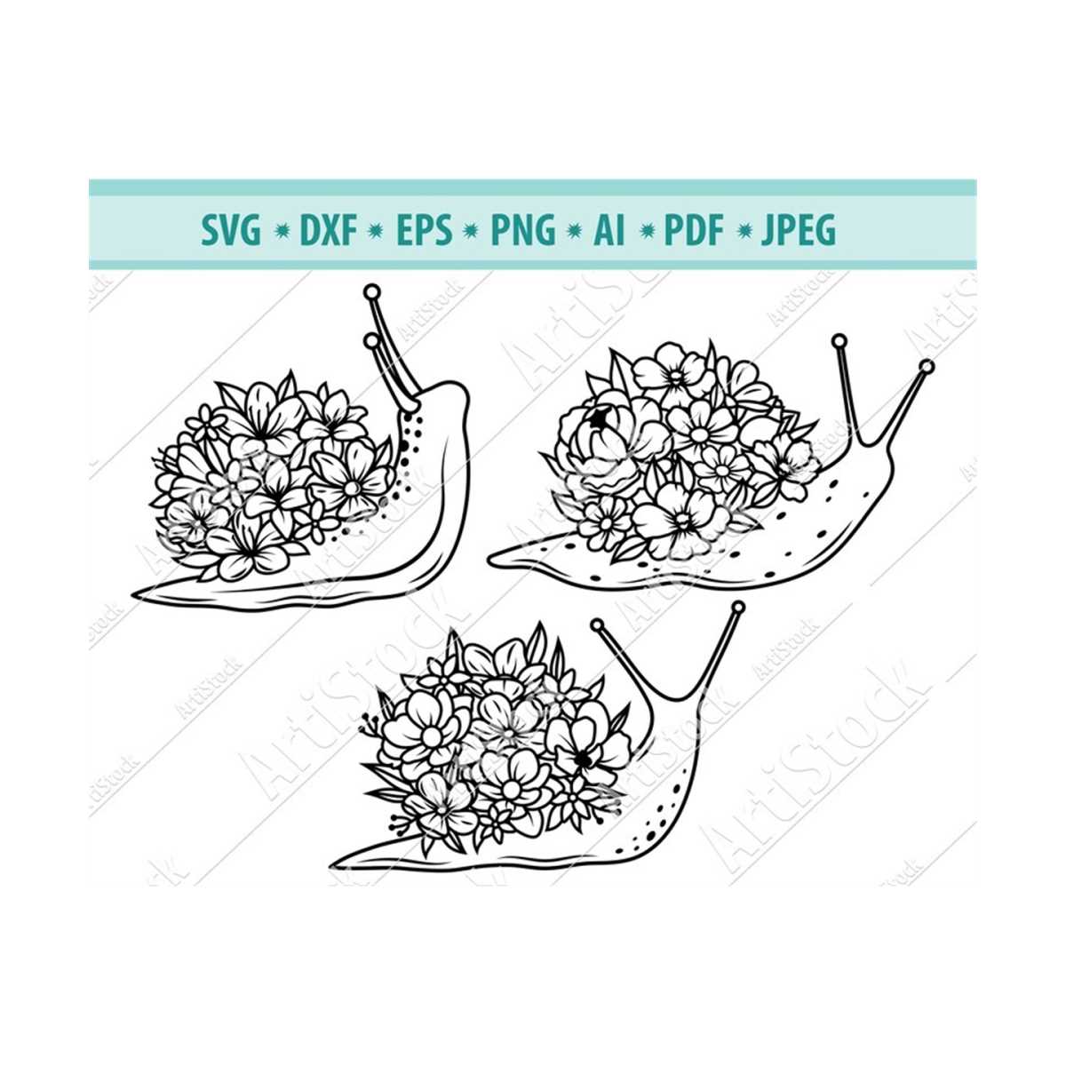 Snails SVG File, Slugs SVG, Flower snail svg, Garden insects - Inspire ...