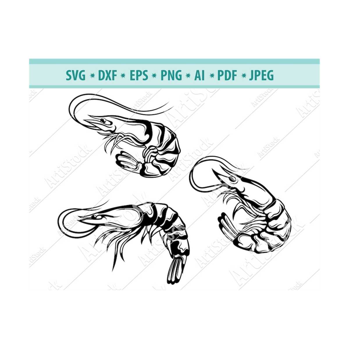 Shrimp Svg, Beach Svg, Shell Fish Silhouettes, Sea Animals S | Inspire ...