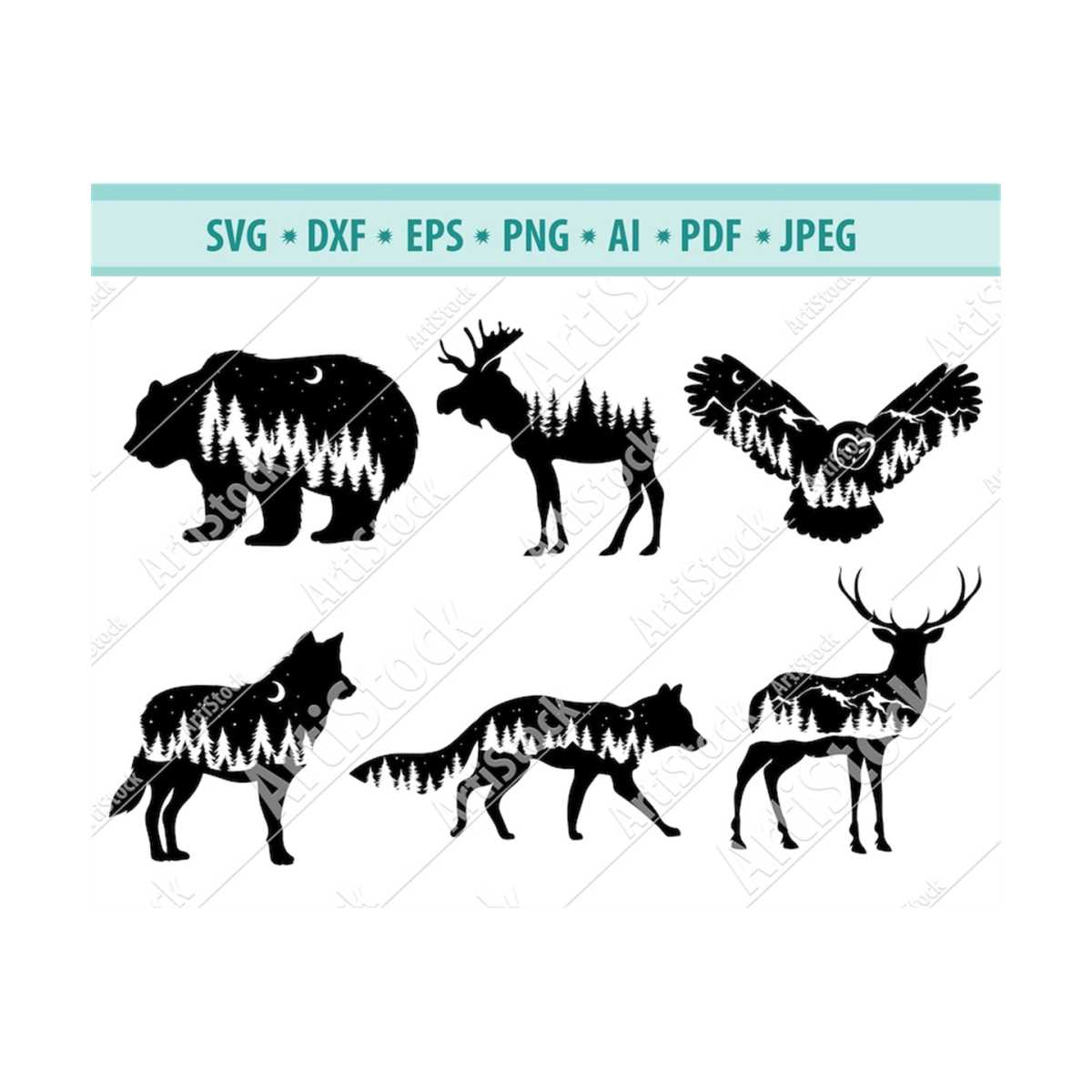 Nature animals Svg, Animals with forest svg, Silhouette, Wil | Inspire ...
