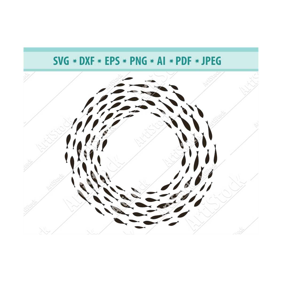 School of fish. Group of fishes. Vector fish logo. Black sil | Inspire ...
