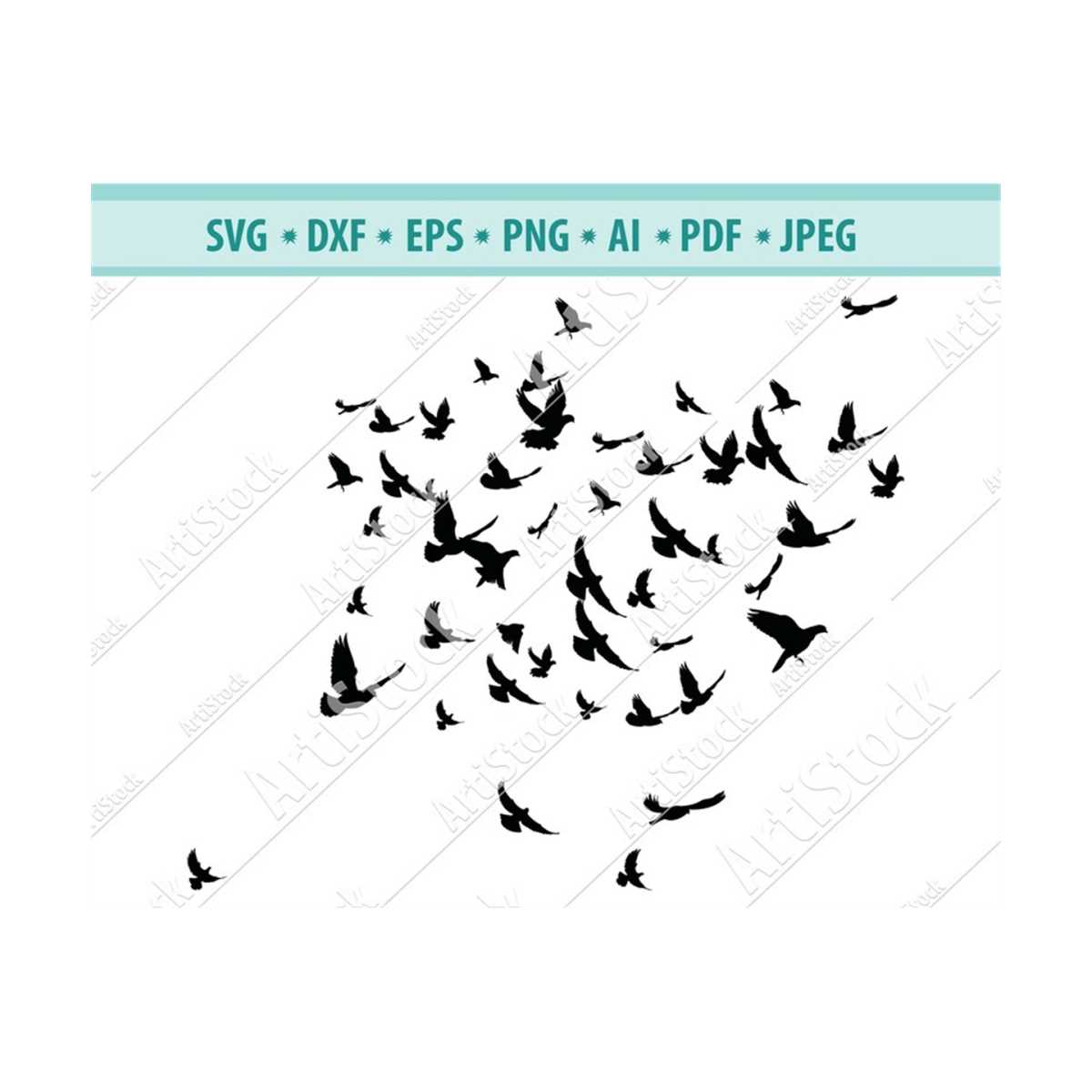 Flock of Birds SVG Vector, Silhouette of birds SVG, flying b | Inspire ...
