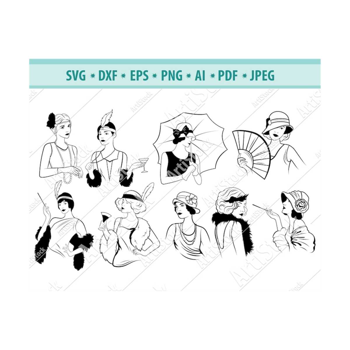 Vintage Lady Svg, Art Deco woman Svg, Vintage Retro Design, | Inspire ...