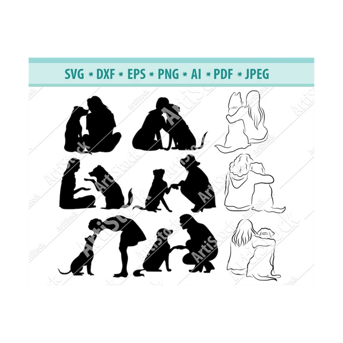 People & Dog SVG, Pet care Svg, Silhouette Cut Files, Medica | Inspire ...