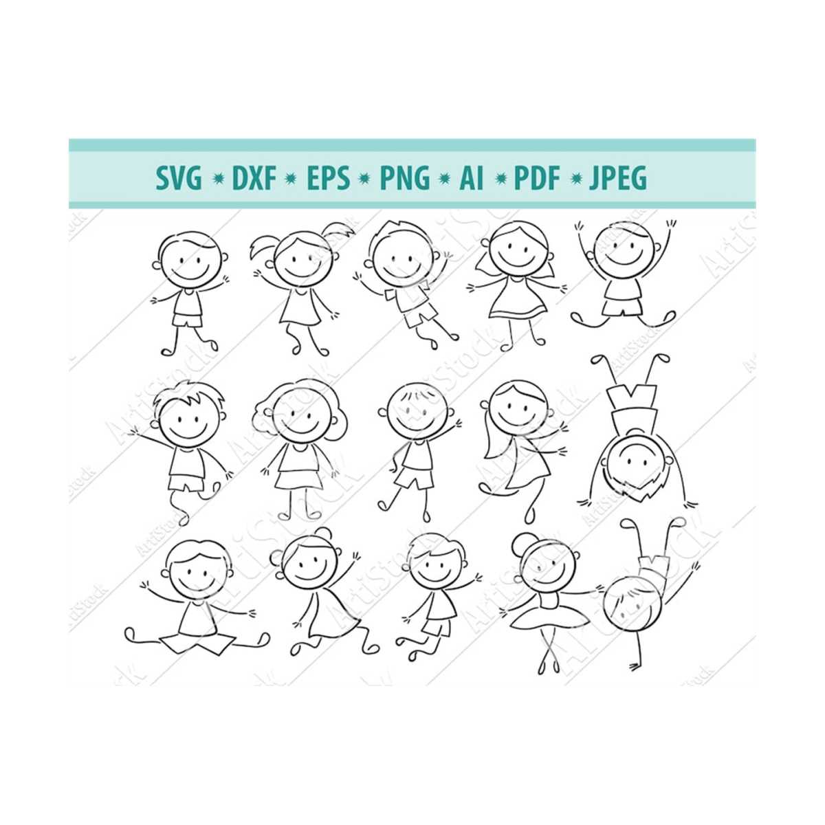 Stick kids svg bundle, Stick kids cut files, Stick kids clip | Inspire ...