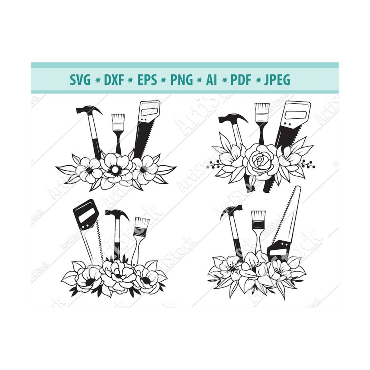 Carpentry tools SVG, Flower carpentry tools SVG, Worker tool | Inspire ...