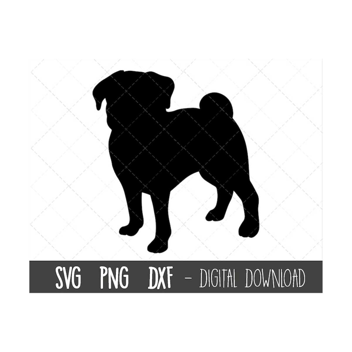 Pug SVG, dog svg, pug silhouette, pug outline png, pug clipa | Inspire ...