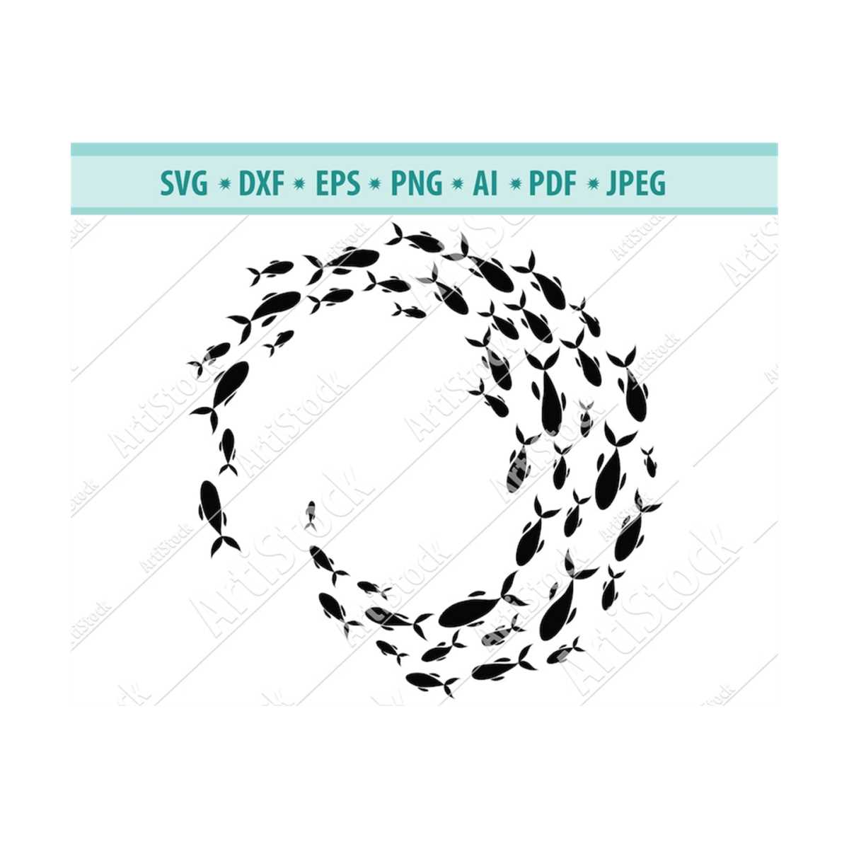 School of fish. Group of fishes. Vector fish logo. Black sil | Inspire ...