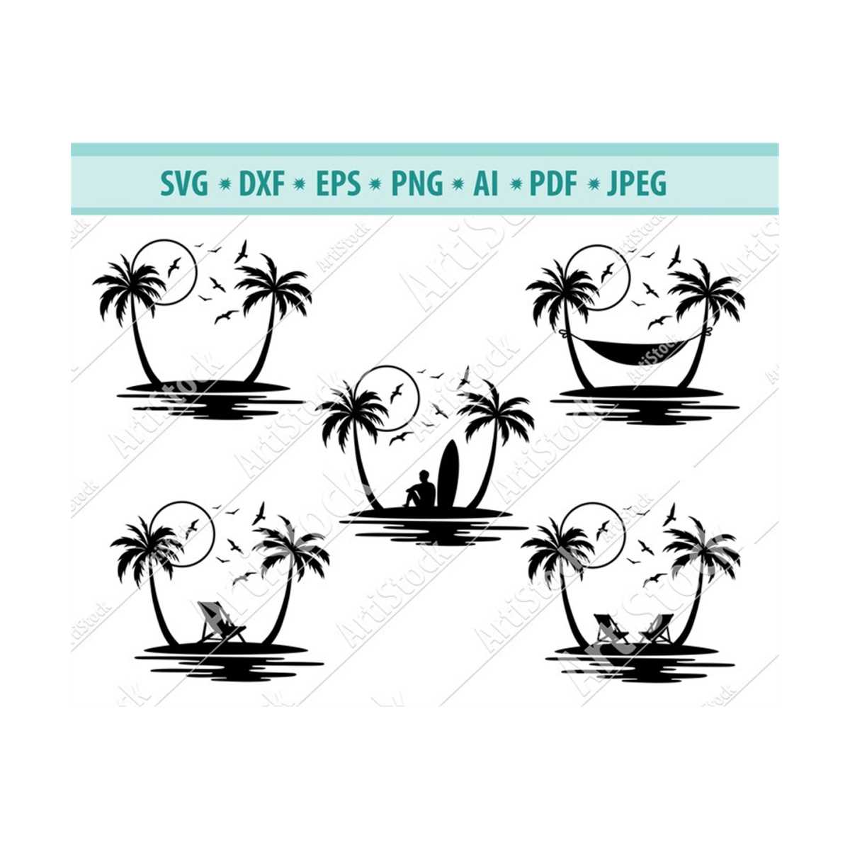 Palm tree Svg, Beach Svg, Tropical island Svg, Sunset Svg, F | Inspire ...