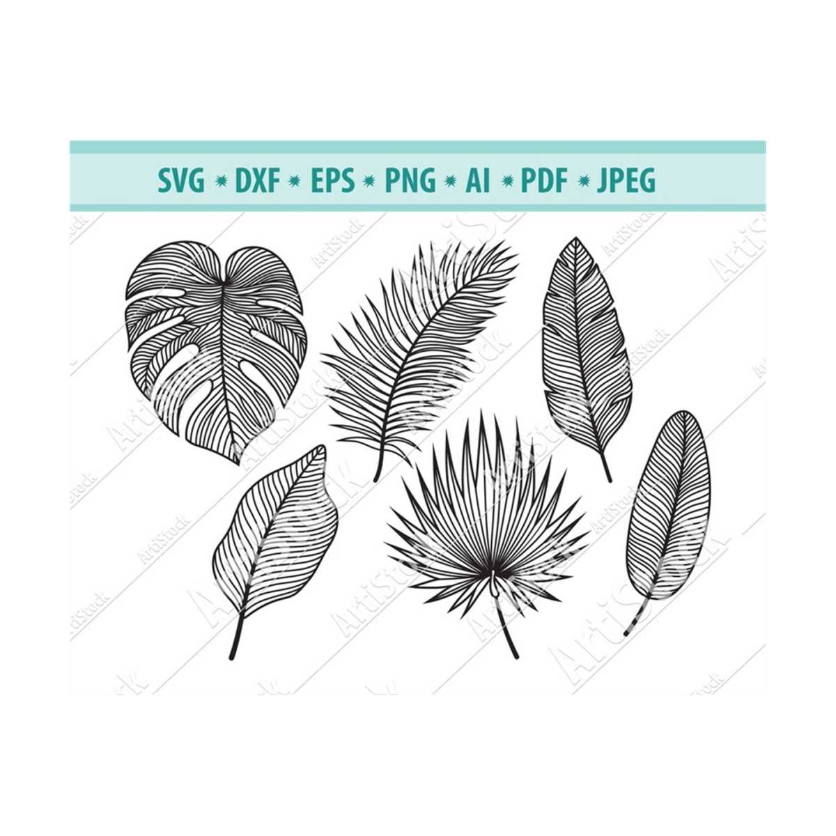 Tropical Leaves Svg, Hand Drawn Clipart, Palm Leaves svg, Ju - Inspire ...