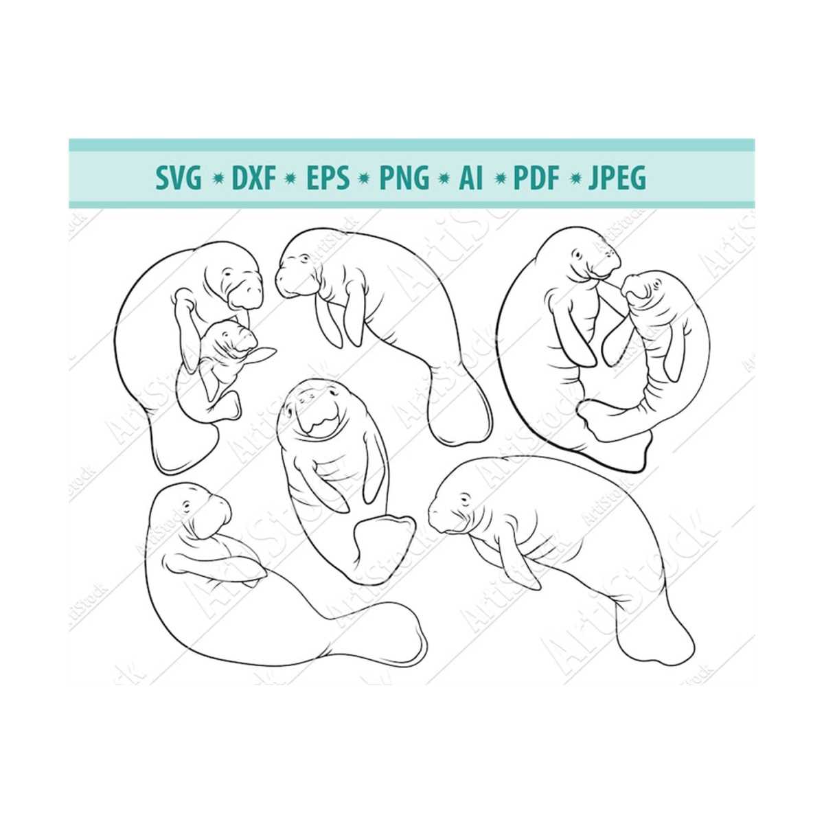 Manatee Svg Bundle, Family manatee Svg, Ocean Creatures Svg, - Inspire ...
