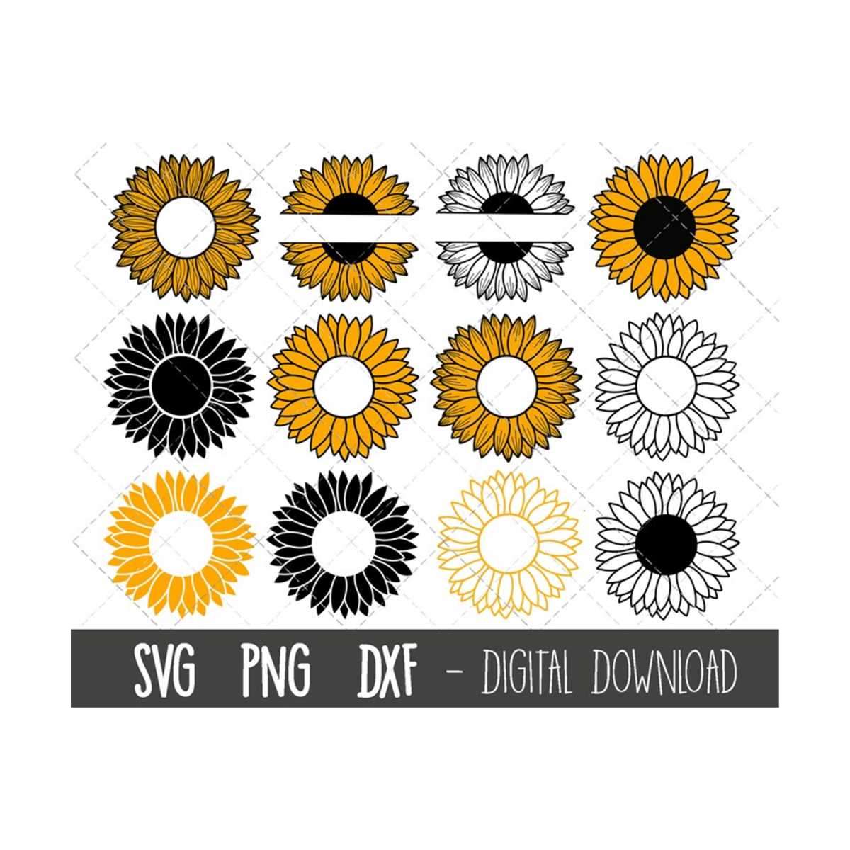 Sunflower SVG bundle, sunflower monogram svg, sunflower clip | Inspire ...