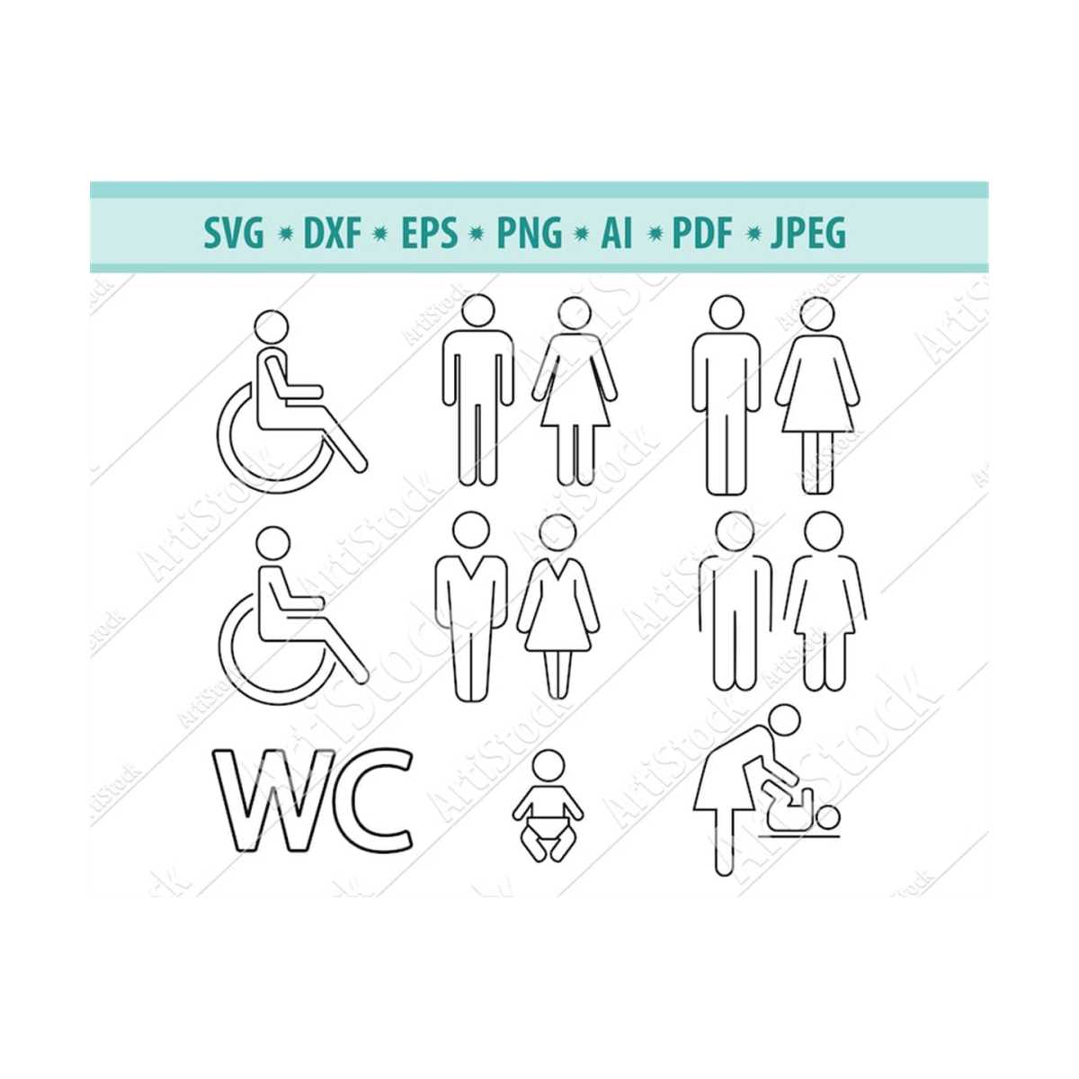 Restroom Svg, Restroom sign SVG, Door sticker Svg, Restrooms | Inspire ...