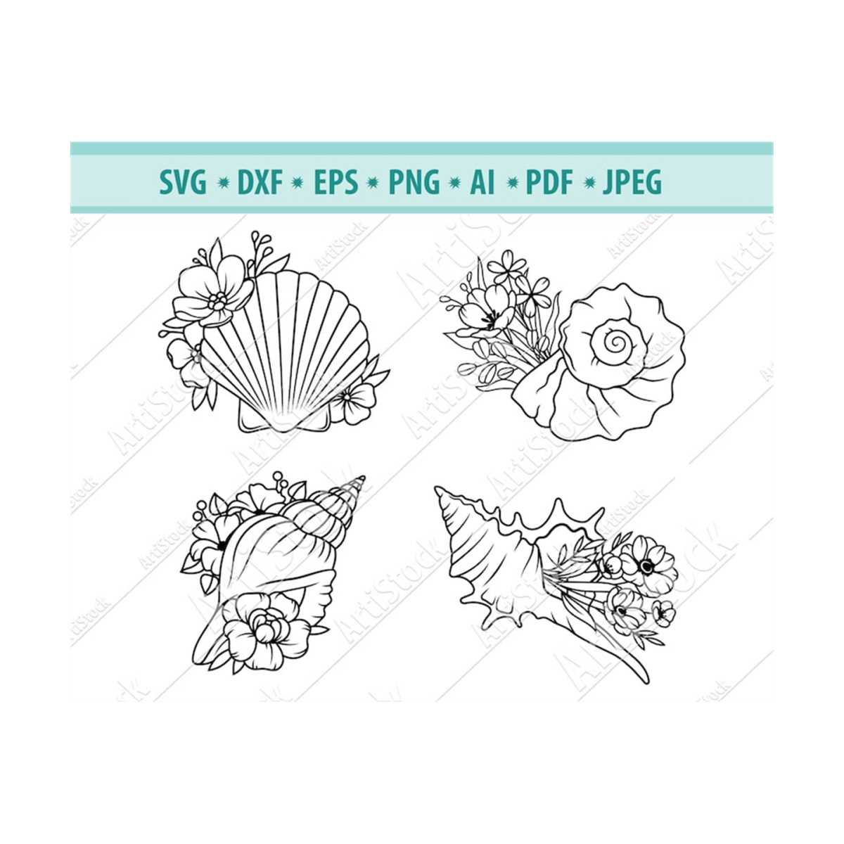 Seashells Svg, Flower seashell Svg, Underwater the sea Svg, - Inspire ...