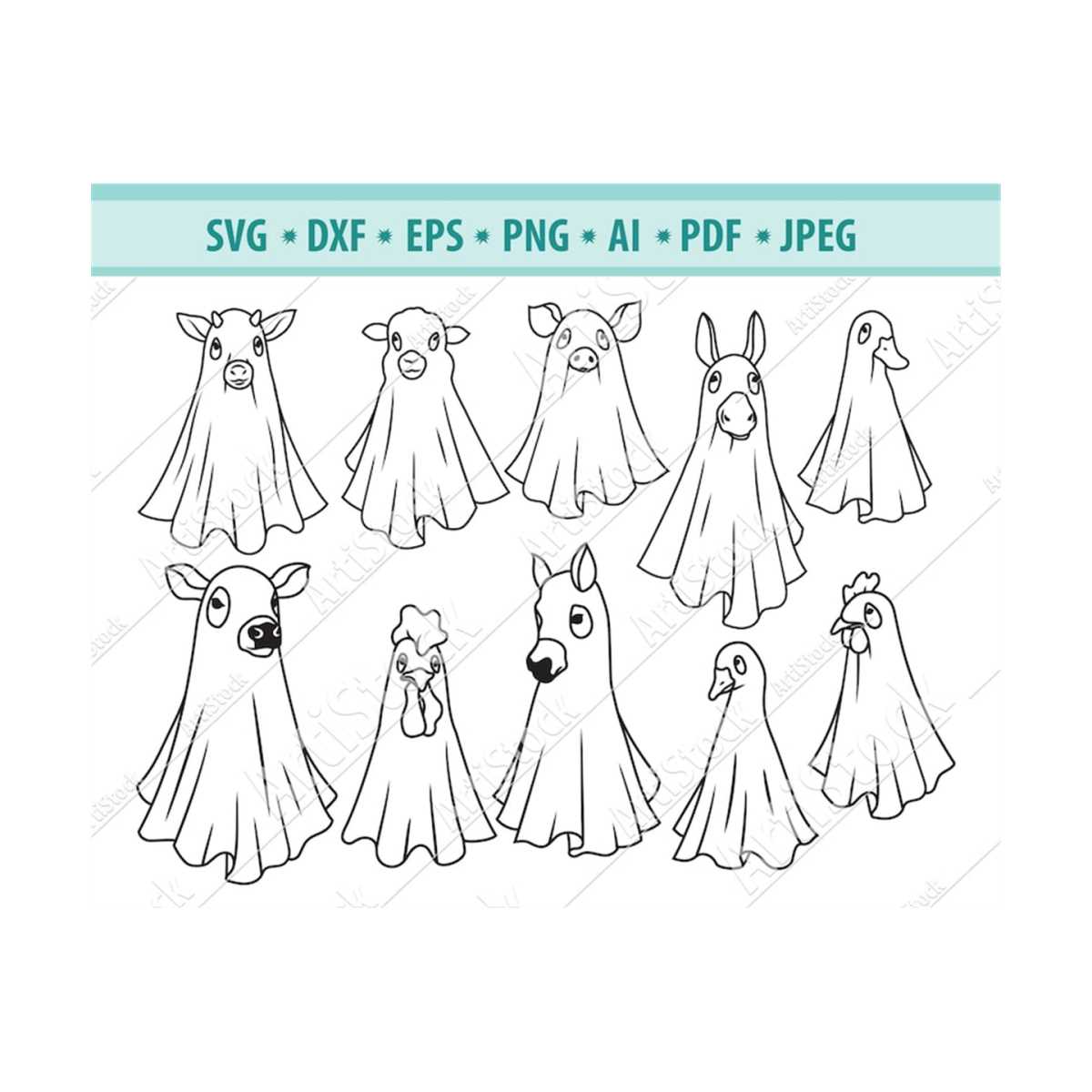 Farm ghost animal svg, Halloween pets Svg, ute animal ghost - Inspire ...