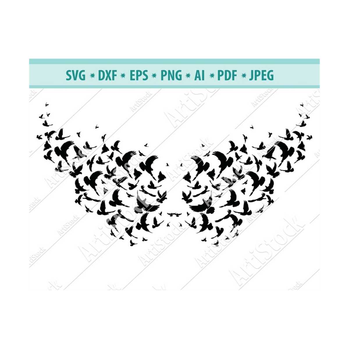 Flock of Birds SVG Vector, Silhouette of birds SVG, flying b | Inspire ...