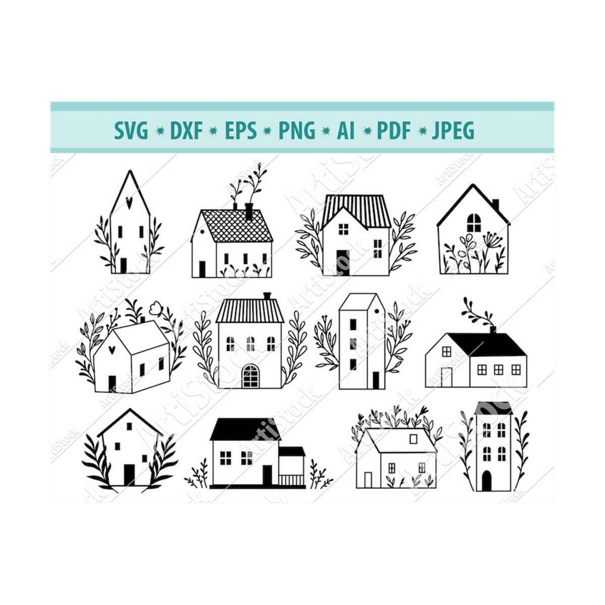 Little House Svg, Scandinavian houses SVG, Nordic Svg, Flora | Inspire ...