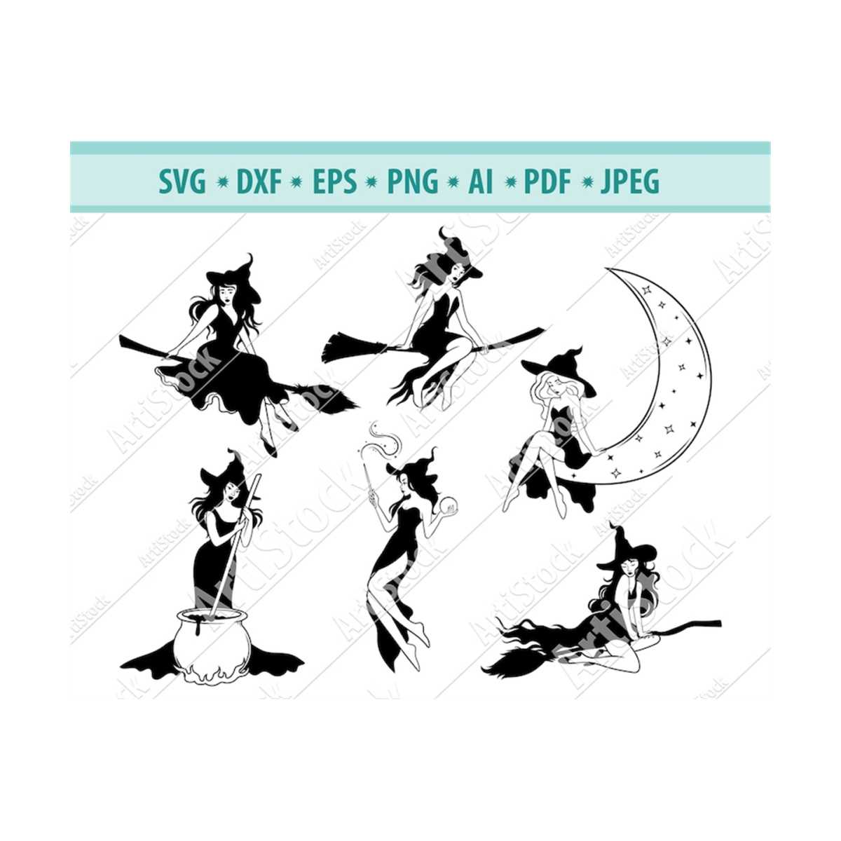 Witch Svg Bundle, Witches Svg, Witch on Moon Svg, Halloween | Inspire ...