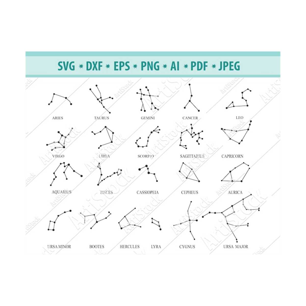 Zodiac stars Svg, Constellation zodiac Svg, Astrology Svg, Z | Inspire ...