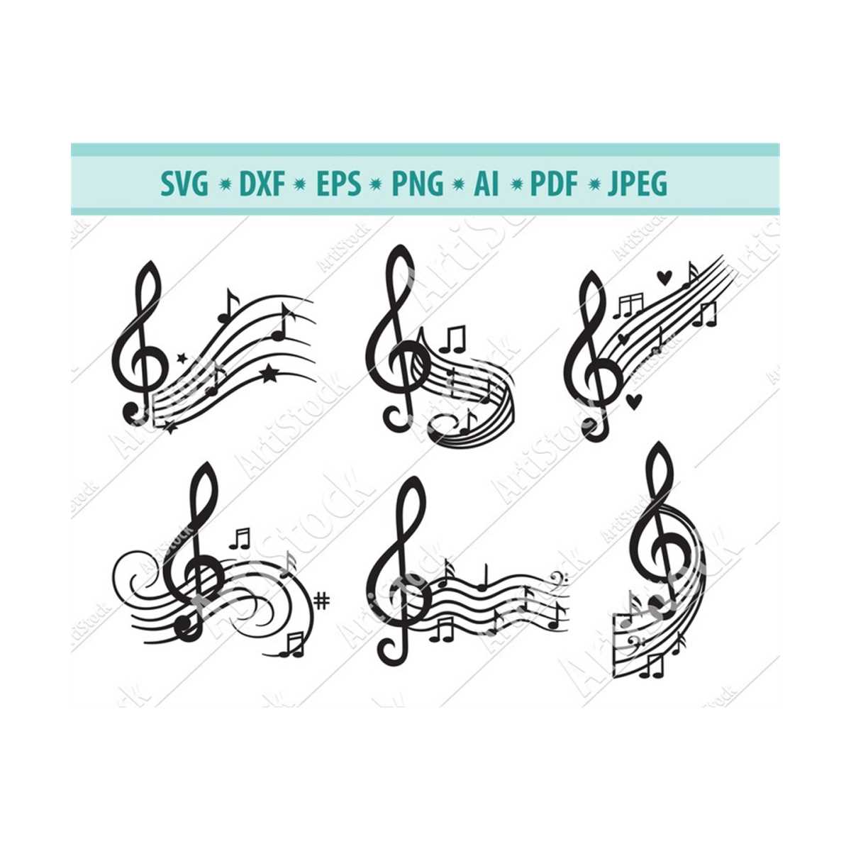 Musical Notes Svg, Music Svg, Music Sheet svg, Silhouette, M - Inspire ...