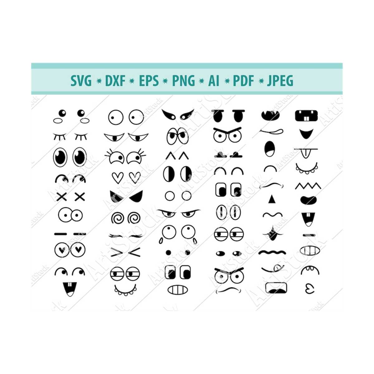 Cute Face Svg, Face Mask Svg, Comics face Svg, Cartoon Mouth | Inspire ...