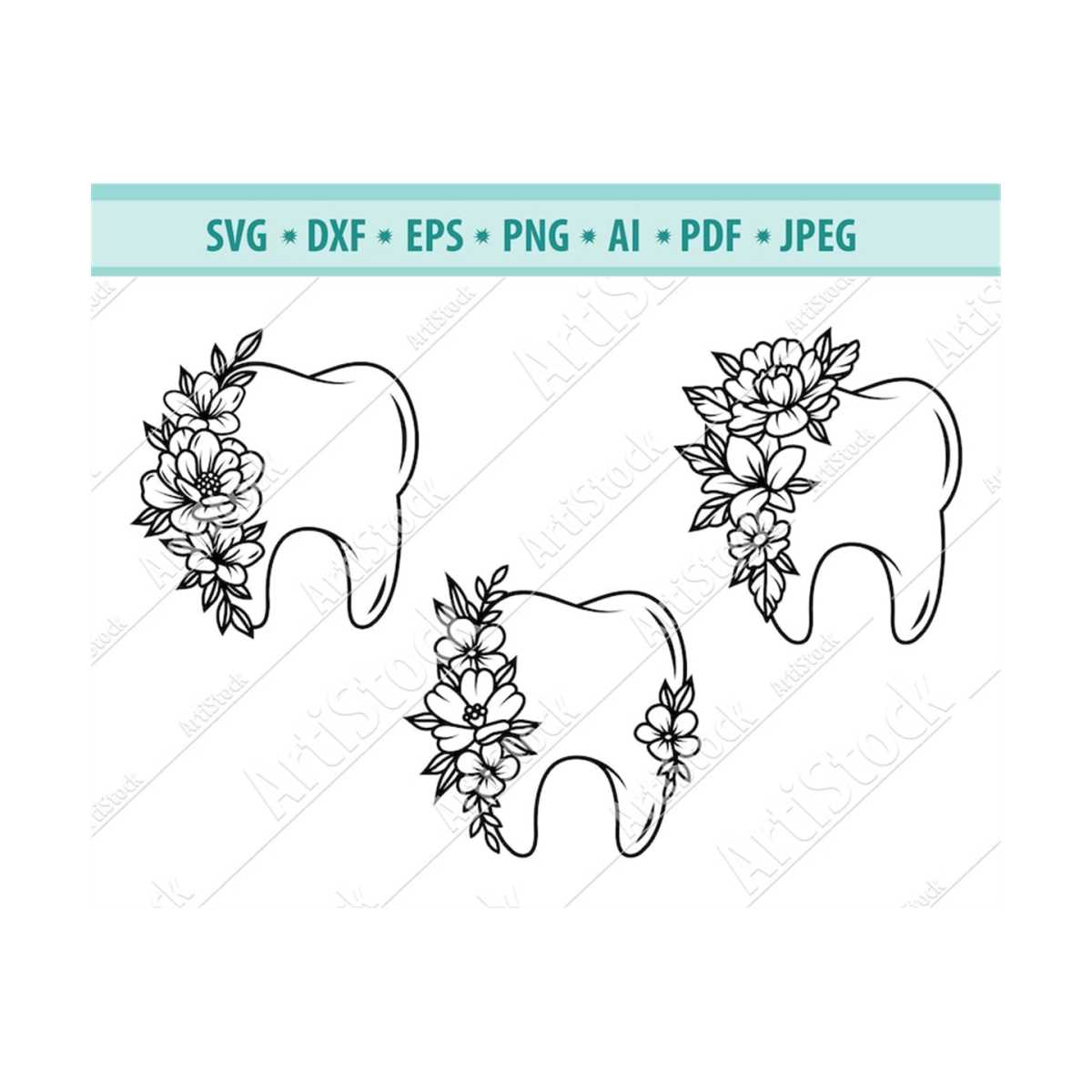 Floral tooth Svg, Tooth svg, Flower Svg, Dentist SVG, Floral | Inspire ...
