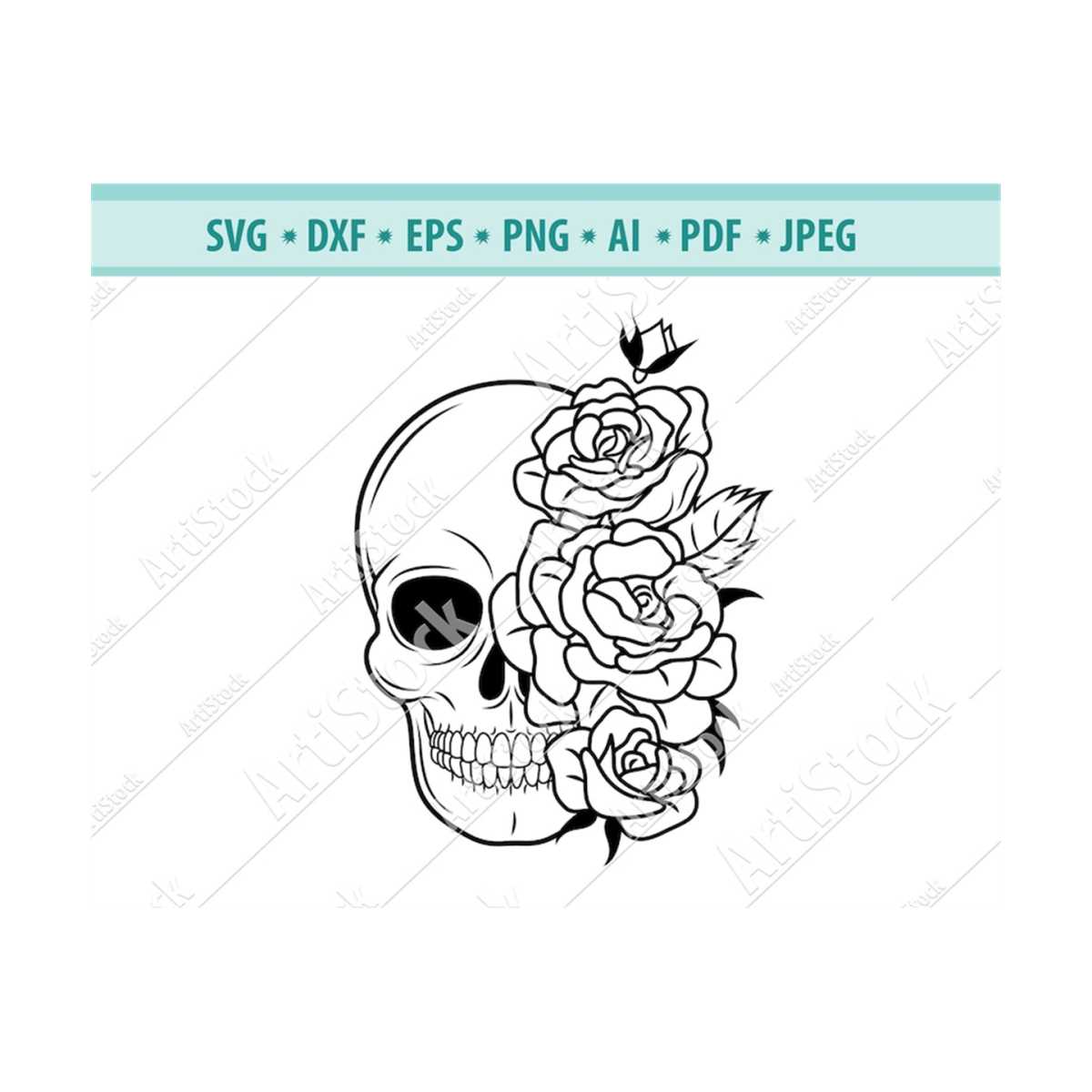 Skull Svg File, Flower Skull svg, Skull cut file, Sugar Skul | Inspire ...