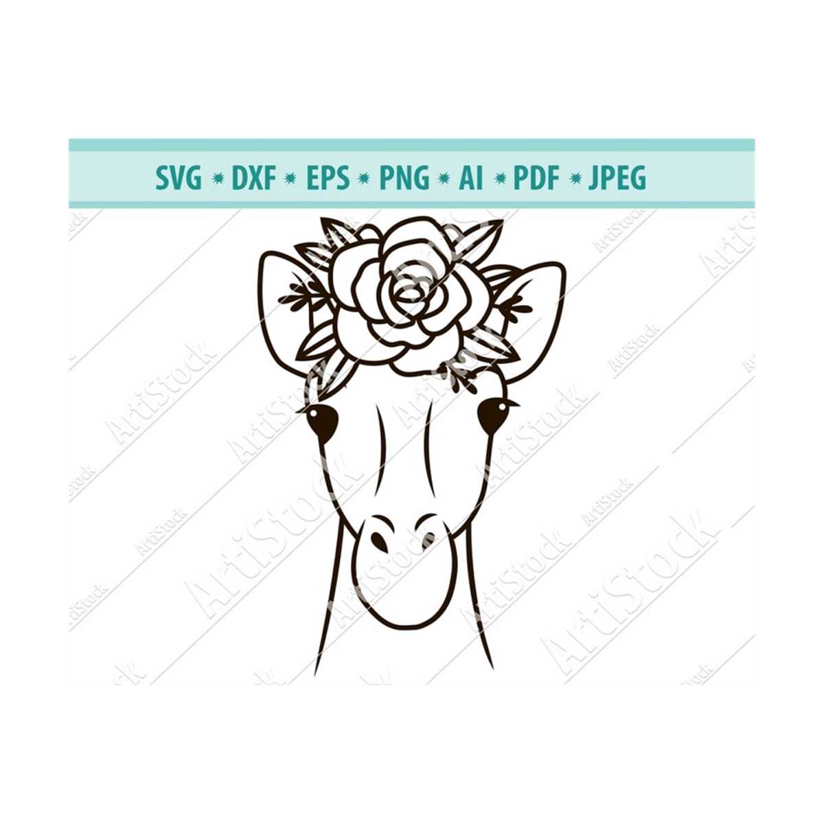 Giraffe SVG file, Giraffe with Flower Crown SVG, Giraffe cut | Inspire ...