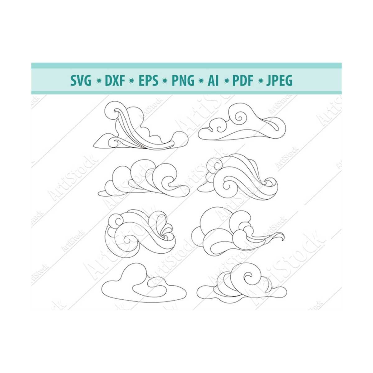 Clouds SVG files for Silhouette Cameo and Cricut. Clouds Wea | Inspire Uplift