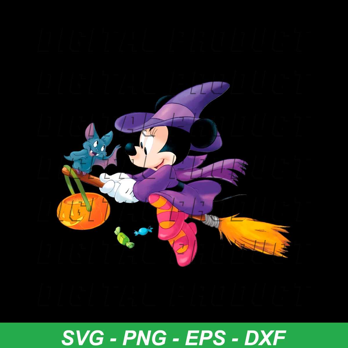 Disney Halloween Witch Minnie And Bat PNG Download | Inspire Uplift