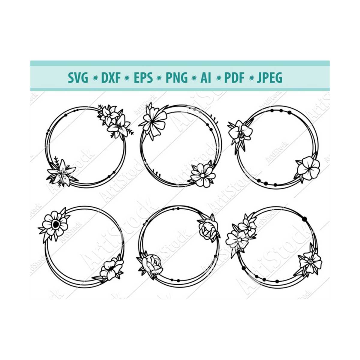 Flower Frame SVG, Wreath SVG file, Flower Wreath svg, Offset | Inspire ...