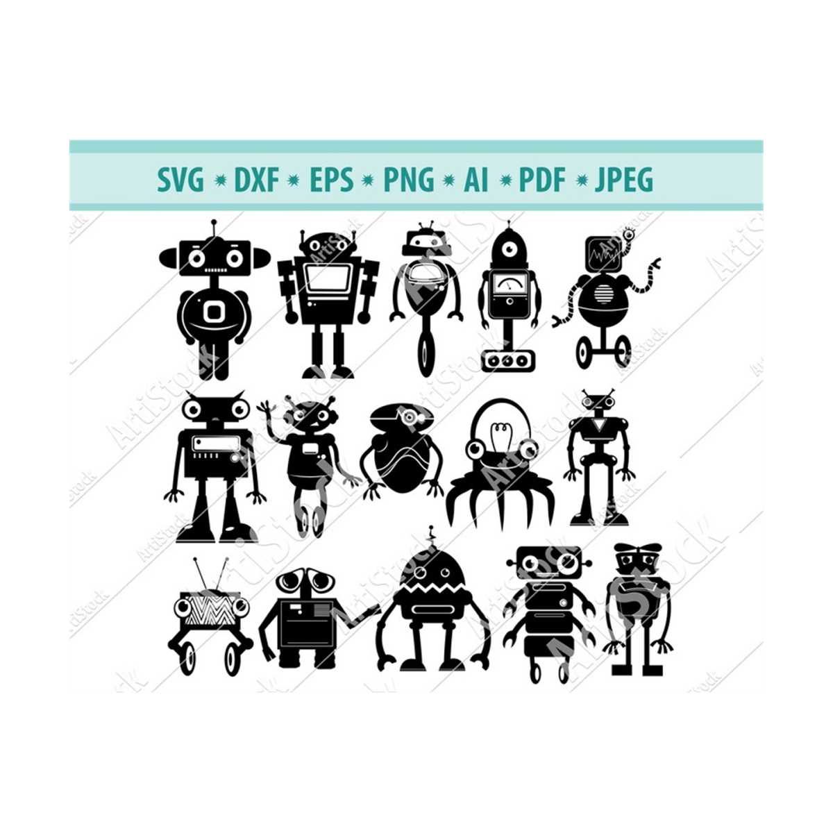 ROBOT SVG, robot clipart, robot silhouette, robots svg, robo - Inspire ...