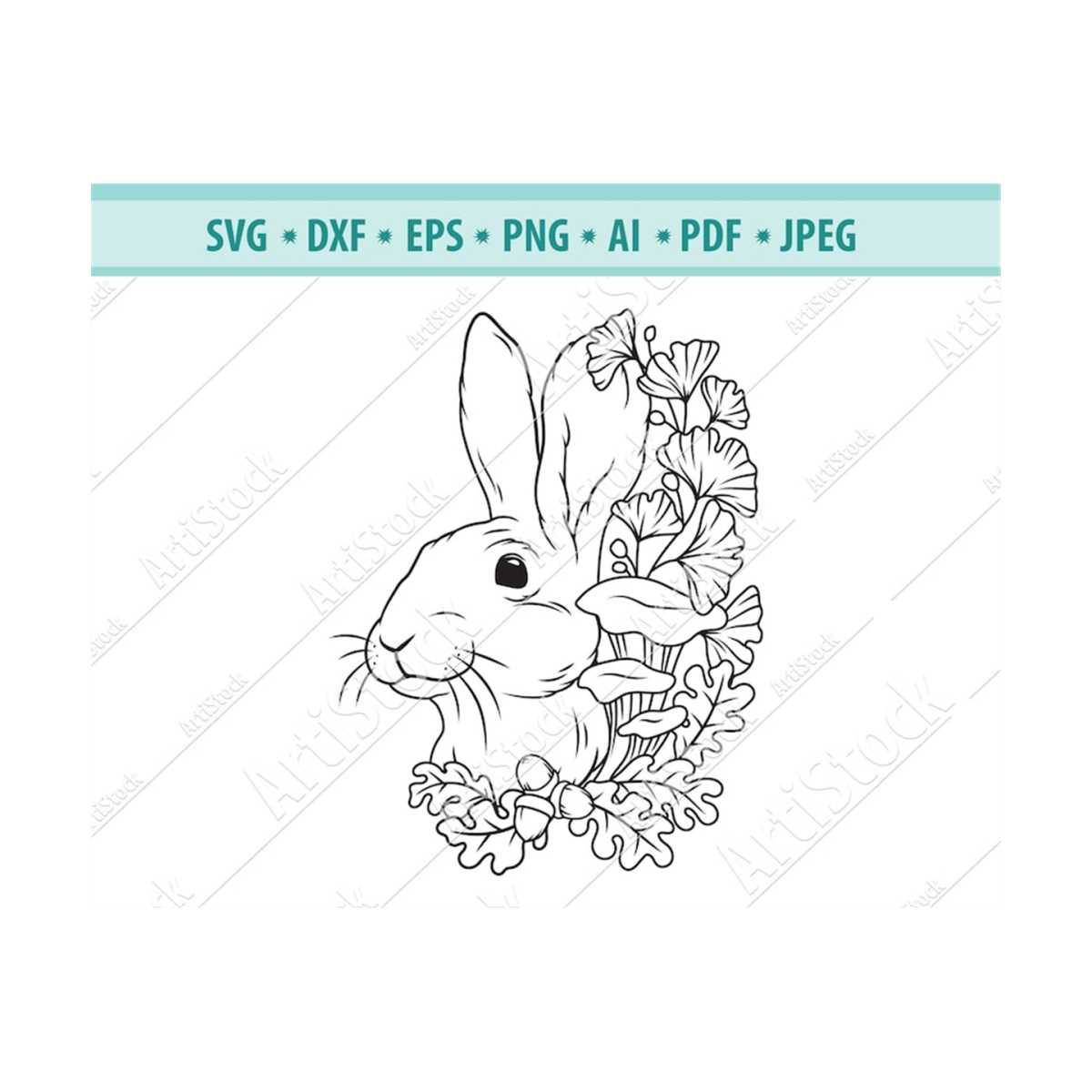 Rabbit head Svg, Forest hare Svg, Fall wreath Svg, Rabbit wi - Inspire ...