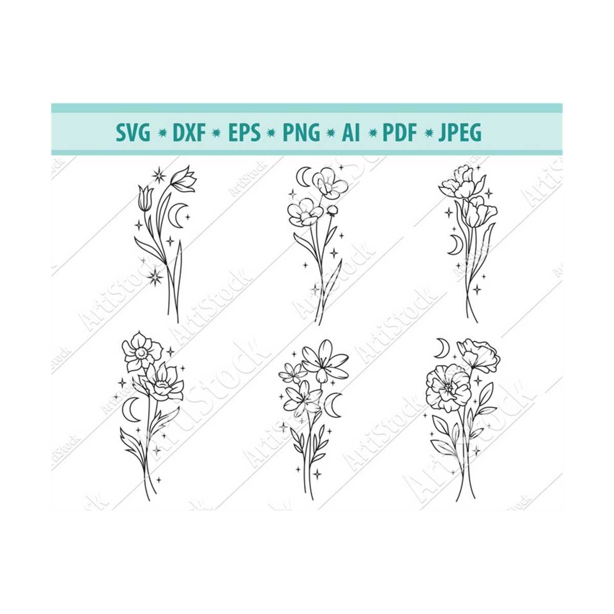 Flower SVG Files, Field flowers Svg, Wildflowers svg, Flower | Inspire Uplift