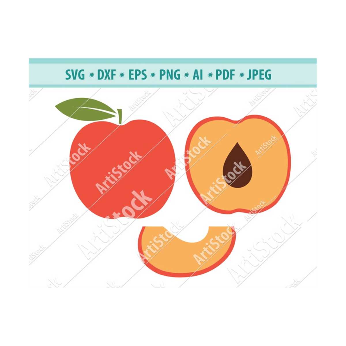 Peach Svg, Fresh Peach Svg, Peach Fruit Svg, Peach slice Svg | Inspire ...