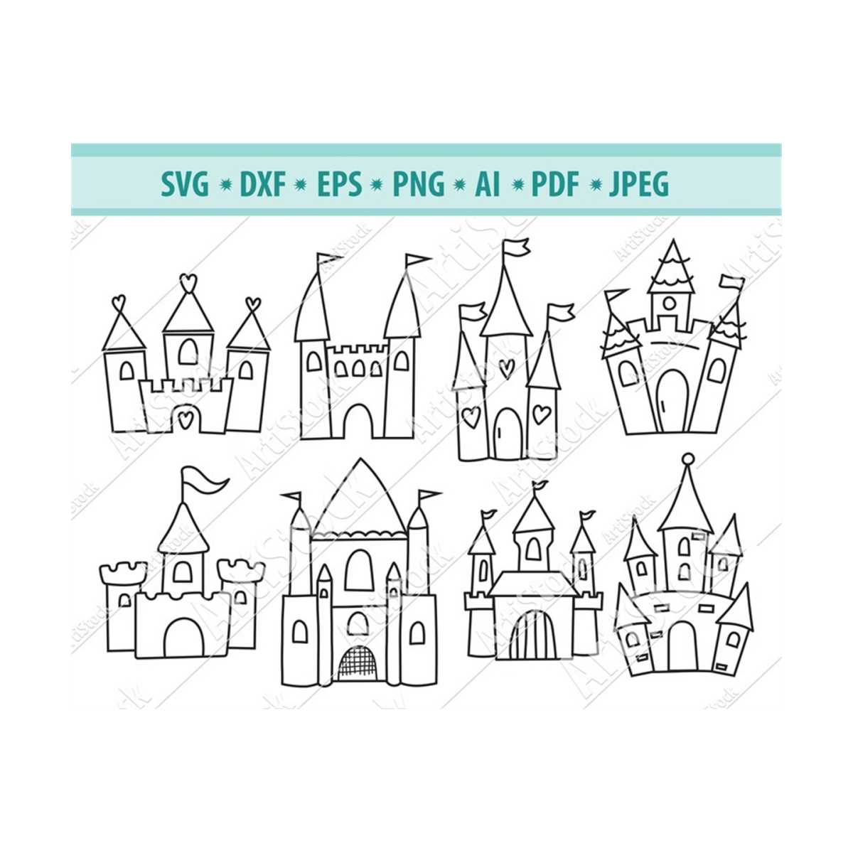 Castle Svg File, Princess house svg, Architecture svg, Silho | Inspire ...