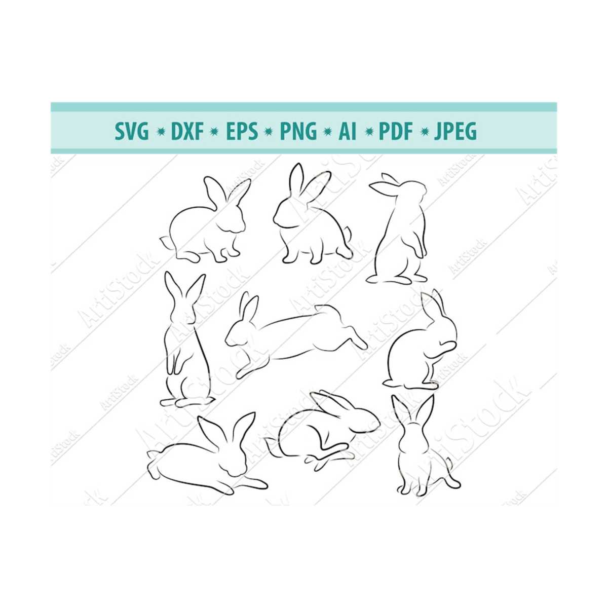 Rabbit SVG, Bunny outline SVG, Rabbit Clipart Svg, Easter Bu | Inspire ...