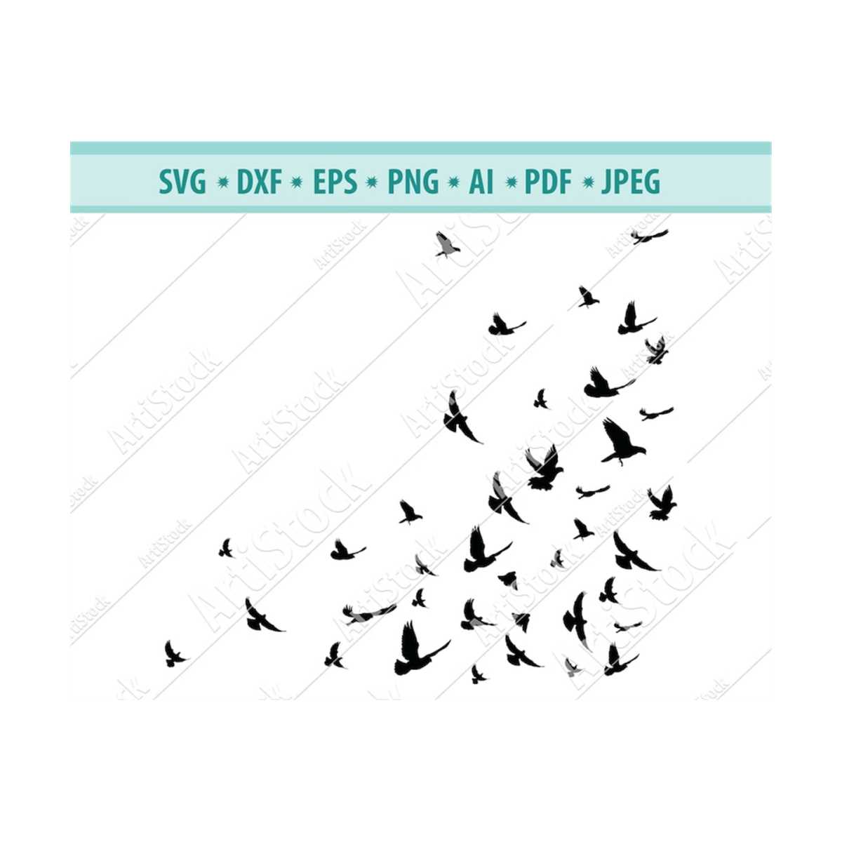 Flock of Birds SVG Vector, Silhouette of birds SVG, flying b | Inspire ...