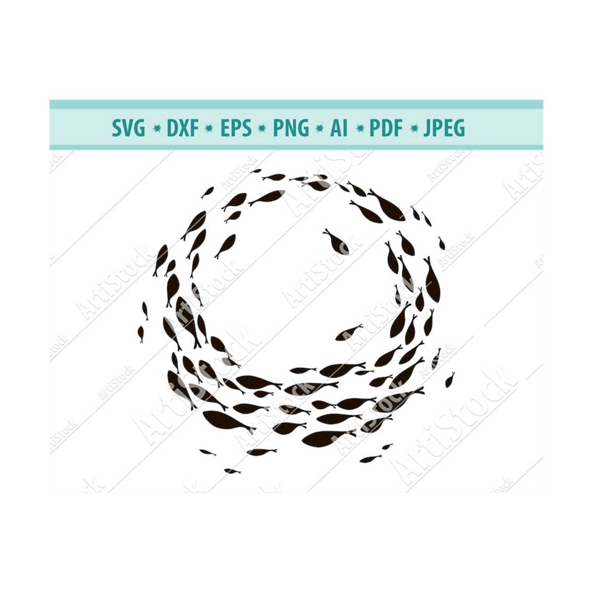 School of fish. Group of fishes. Vector fish logo. Black sil | Inspire ...