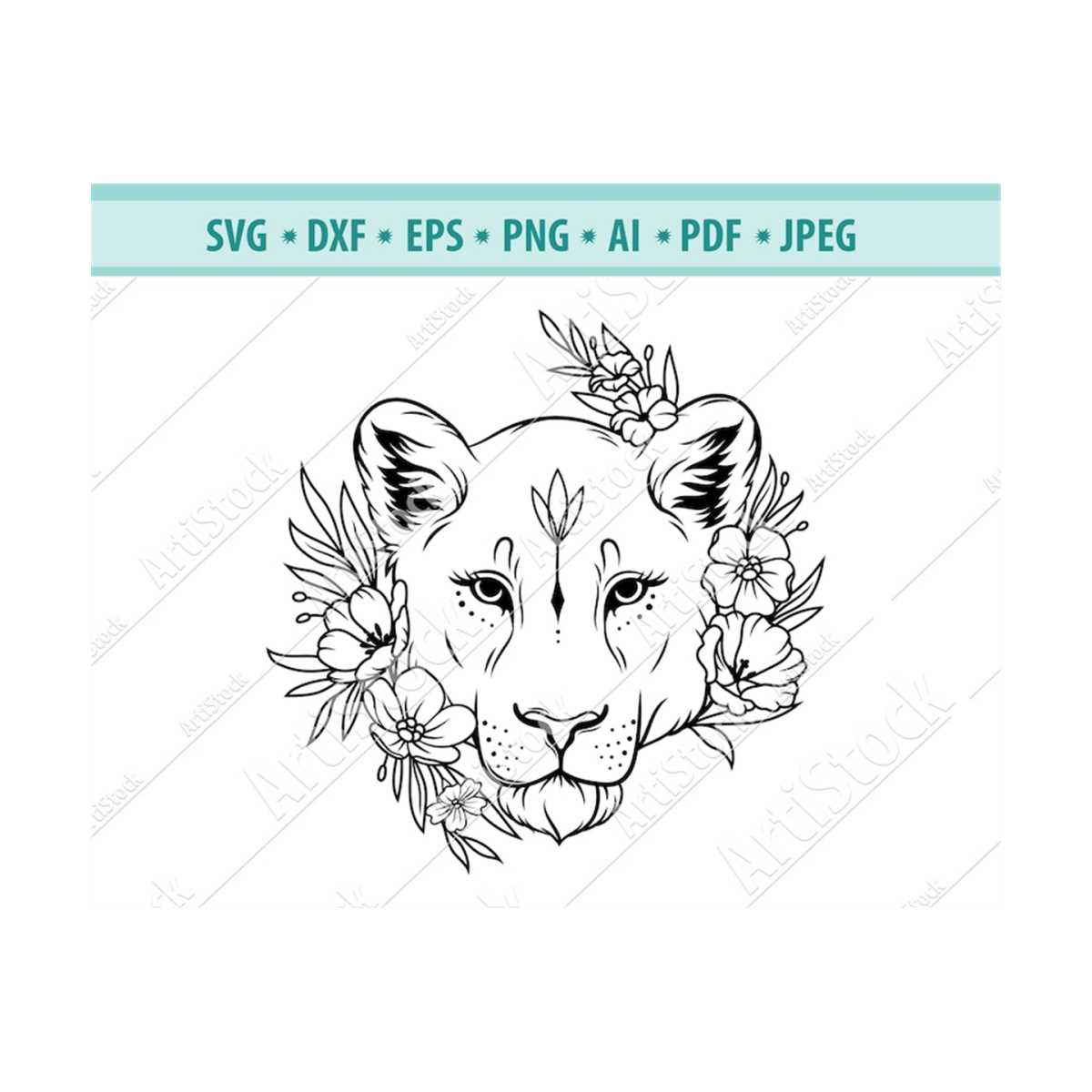Lioness head SVG, Lion Flower Svg, Wild cat Svg, Lion silhou | Inspire ...