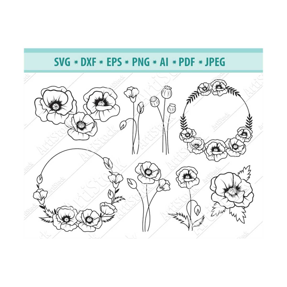 Poppy Flower SVG, Flower Bouquet svg, Poppy cut files, Field | Inspire ...
